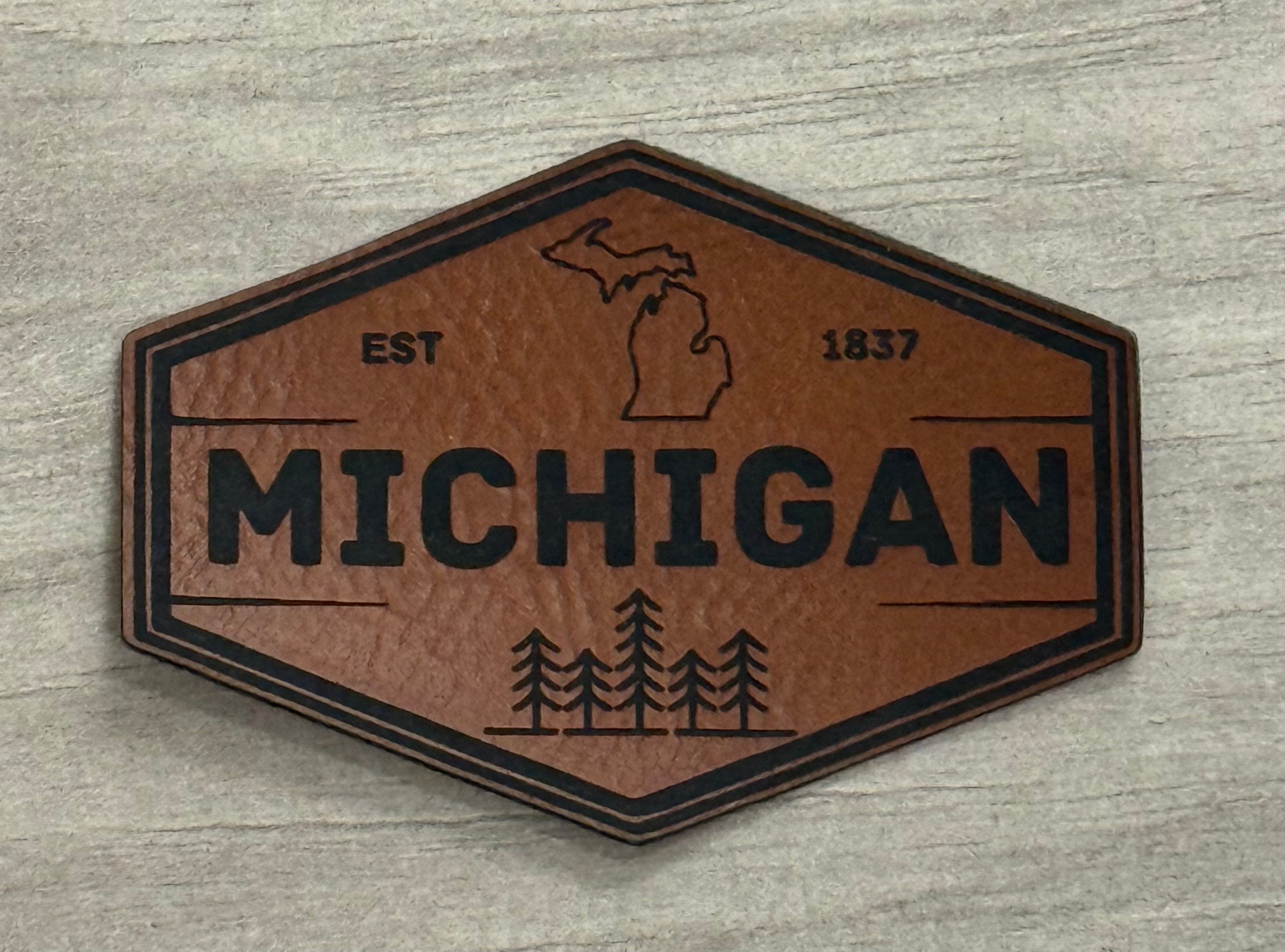 Michigan Faux Leather Patch – Ivory Vines